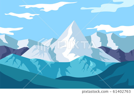 Winter landscape, mountains view, snowy rocks... - Stock Illustration ...