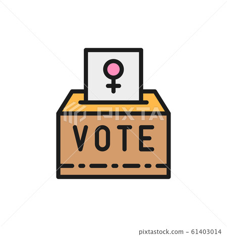 Female sign on the ballot, women voting,... - Stock Illustration ...