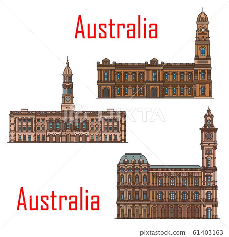 Australia architecture landmarks and buildings - Stock Illustration ...