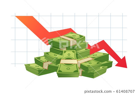 Cash loss graph. Finance inflation schedule,... - Stock Illustration ...