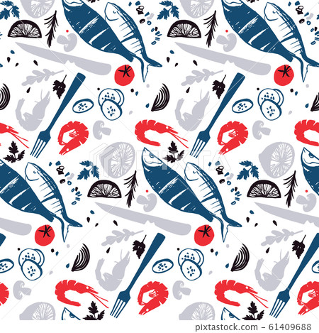 Fish menu seamless pattern design. - Stock Illustration [61409688] - PIXTA