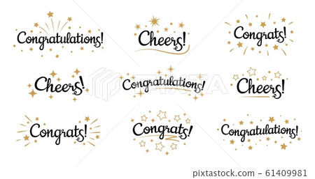 Congrats lettering. Congratulation text labels,... - Stock Illustration ...