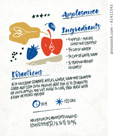 Applesauce recipe template. Text handwritten font - Stock Illustration ...