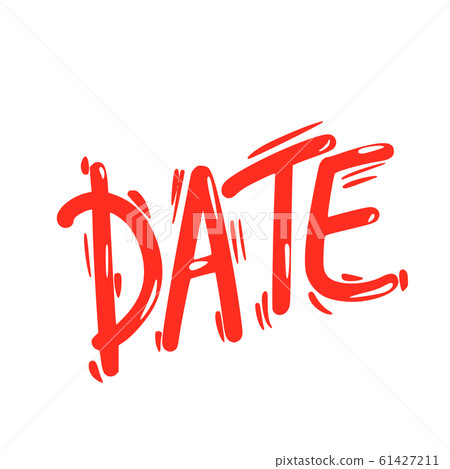 Date concept. Hand drawn red text. Vector word. - Stock Illustration ...