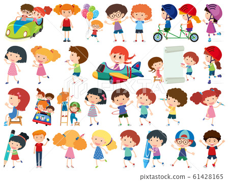 Large set of isolated objects of many kids - Stock Illustration ...