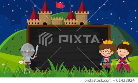 Border template with prince and princess in - Stock Illustration ...