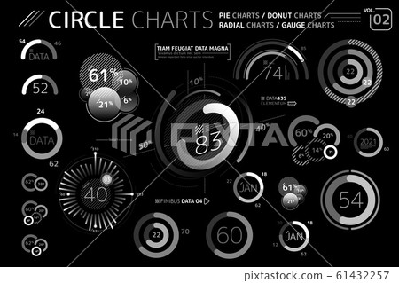 Circle Charts, Pie Charts, Donut Charts, Radial... - Stock Illustration ...