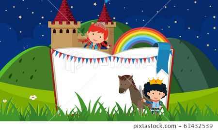 Border template with prince and princess in - Stock Illustration ...