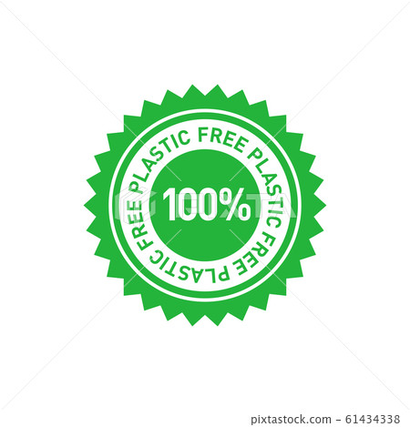 Plastic free 100 percent green star sticker.... - Stock Illustration ...