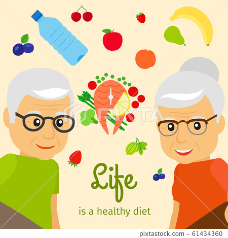 Long life concept illustration with senior couple - Stock Illustration ...