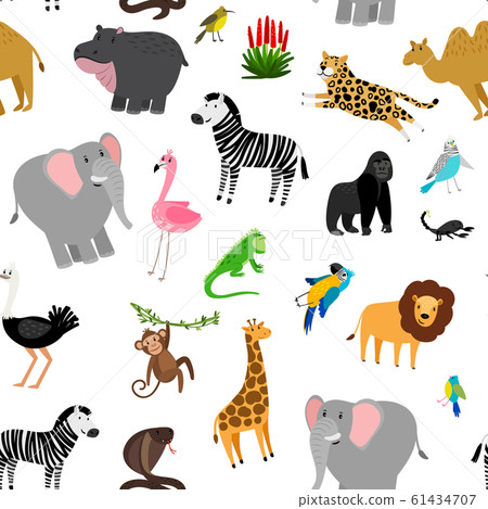 Africa animals pattern. African cute drawing... - Stock Illustration ...