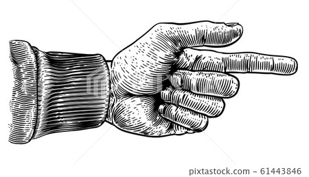 Hand Pointing Direction Finger Engraving Woodcut - Stock Illustration ...
