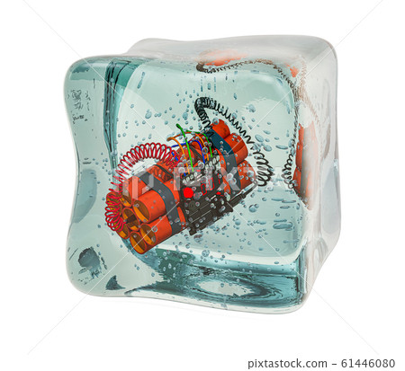 Timer bomb frozen in ice cube, 3D rendering - Stock Illustration ...