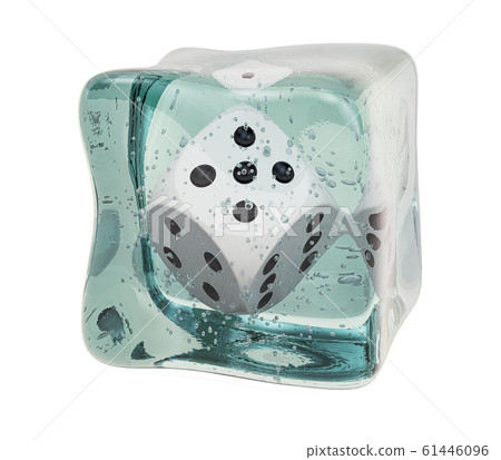 Dice frozen in ice cube, 3D rendering - Stock Illustration [61446096 ...