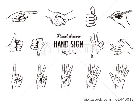 Hand sign illustration set - Stock Illustration [61449812] - PIXTA