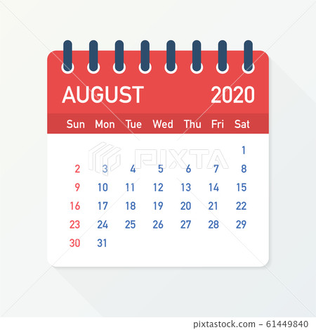 August 2020 Calendar Leaf. Calendar 2020 in... - Stock Illustration ...