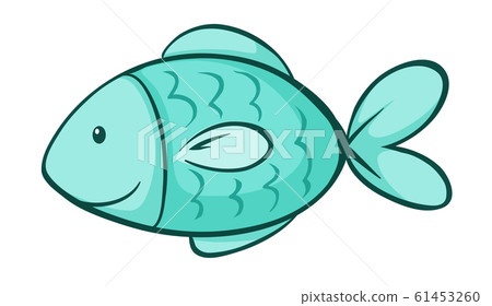 Green fish on white background - Stock Illustration [61453260] - PIXTA