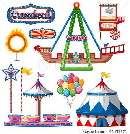 Set of circus items on white background - Stock Illustration [61453771 ...