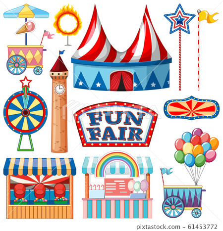 Set of circus items on white background - Stock Illustration [61453772 ...