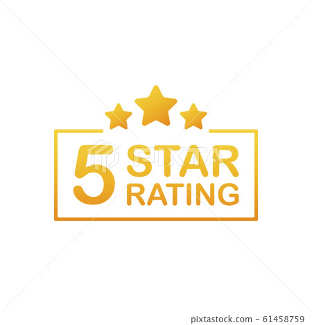 5 star rating. Badge with icons on white - Stock Illustration [61458759 ...