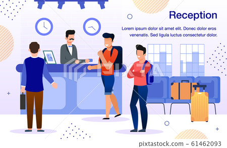 Arriving to Comfortable Hotel Flat Vector Banner - Stock Illustration ...