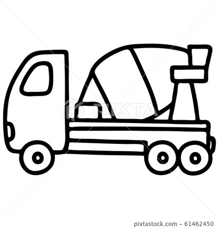 Mixer truck line drawing - Stock Illustration [61462450] - PIXTA