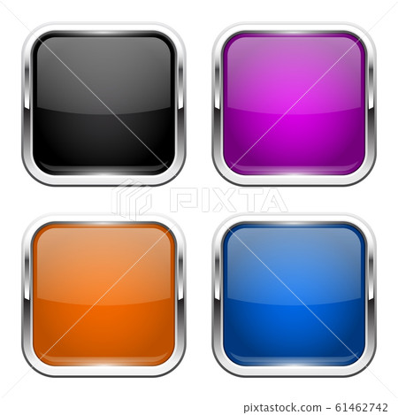 Push buttons. Glass colored square icons with... - Stock Illustration ...