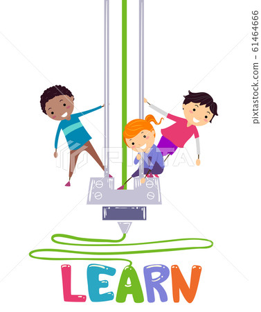 Stickman Kids Printer Learn Lettering Illustration - Stock Illustration ...