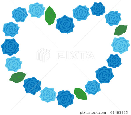 Blue rose frame heart shape - Stock Illustration [61465525] - PIXTA