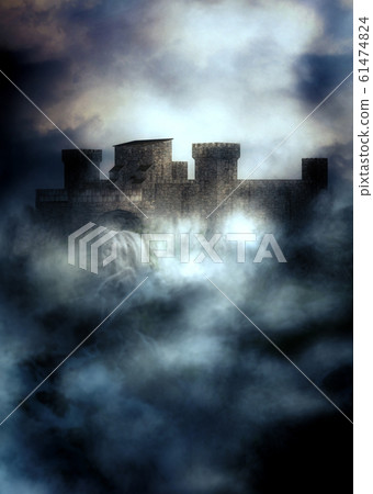 Medieval fortress in the fog - Stock Illustration [61474824] - PIXTA