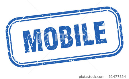 mobile stamp. mobile square grunge blue sign - Stock Illustration ...