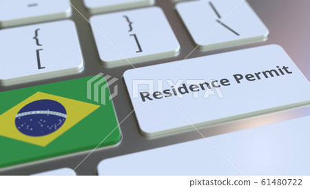 Residence Permit text and flag of Brazil on the... - Stock Illustration ...