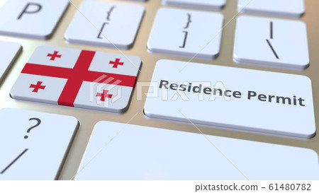 Residence Permit text and flag of Georgia on... - Stock Illustration ...