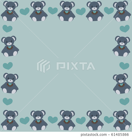 Teddy bear frame square blue - Stock Illustration [61485866] - PIXTA