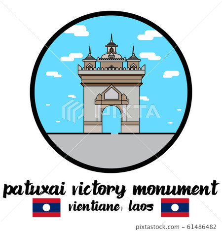 circle icon Patuxai Victory Monument. vector... - Stock Illustration ...