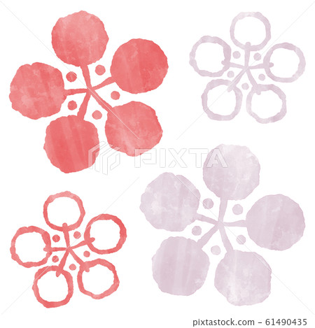 Ume, red and white, hand painted style,... - Stock Illustration ...