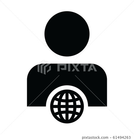 International icon vector globe with male person - Stock Illustration ...