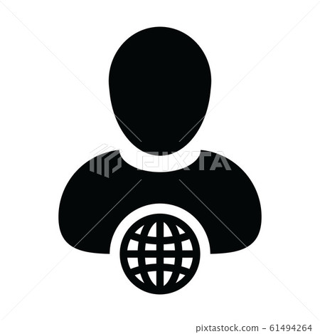 Geography icon vector globe with male person - Stock Illustration ...