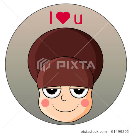 Head of cute girl with heart over head. Smug...-插圖素材 [61499205] - PIXTA圖庫