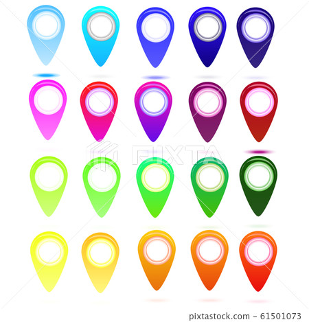 Multicolored glossy map point symbols set - Stock Illustration ...