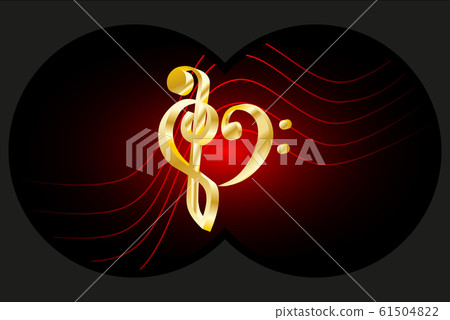 Music note stave and heart violin and bass clef, - Stock Illustration ...