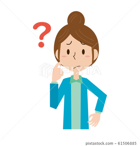 Female housewife mom upper body doubt facial... - Stock Illustration ...