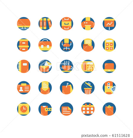 Work Office flat icon set. Vector and - Stock Illustration [61511628 ...
