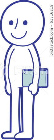Illustration: white stickman holding a tablet - Stock Illustration ...
