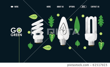 Energy saving light bulb website design, vector... - Stock Illustration ...