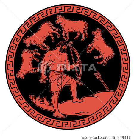 Obtain the cattle of the monster Geryon. 12... - Stock Illustration ...