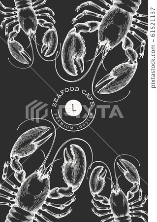 Lobster banner template. Hand drawn vector seafood - Stock Illustration ...
