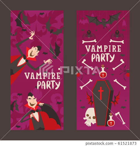 Vampire style halloween party vertical banners,... - Stock Illustration ...