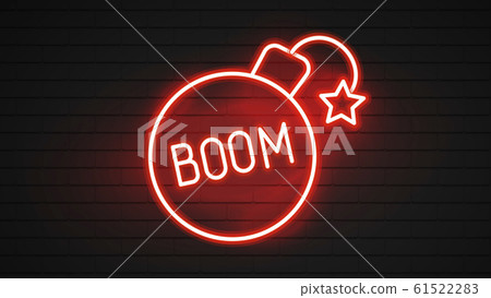 Boom Neon Sign. Glowing Neon Boom Inscription . - Stock Illustration ...