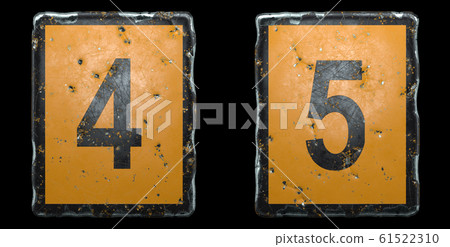 Set of numbers 4, 5 made of public road sign... - Stock Illustration ...